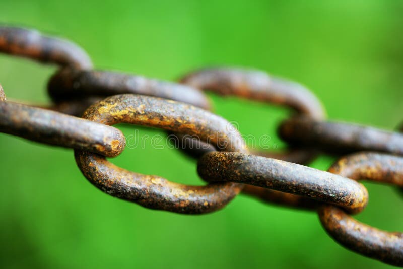 Detail of Rusty Chain on Green Background Stock Image - Image of rusty ...