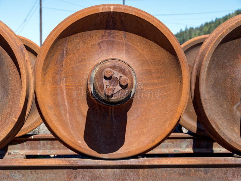 Detail of a Rusty Train Wheel on a Section of Track Stock Photo - Image ...