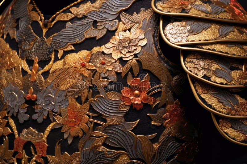 Detail of Samurai Armors Intricate Patterns Stock Illustration ...