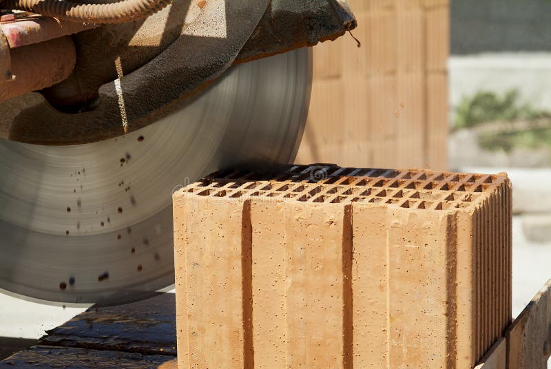 Saw for Cutting Bricks on Construction Site Stock Image - Image of ...
