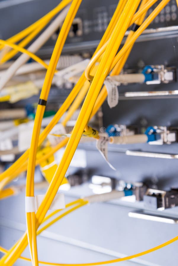 Rack Fiber-optic Connections Stock Image - Image of fiber, network ...