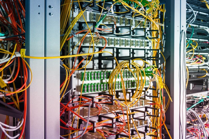 Rack Fiber-optic Connections Stock Image - Image of fiber, network ...