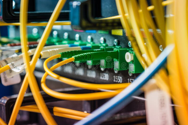 Rack Fiber-optic Connections Stock Image - Image of fiber, network ...