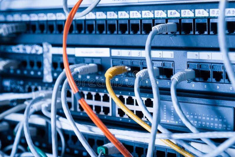 Rack Fiber-optic Connections Stock Image - Image of fiber, network ...