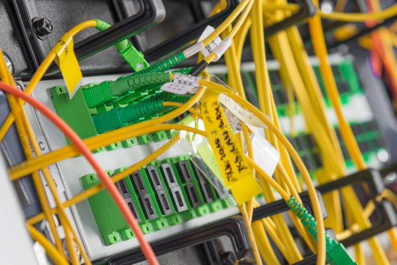 Fiber Cables Connected To Servers Stock Image - Image of commercial ...