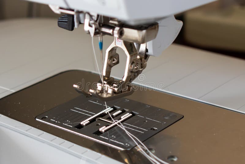 Detail of a Sewing Machine with a Needle Close-up Stock Photo - Image ...
