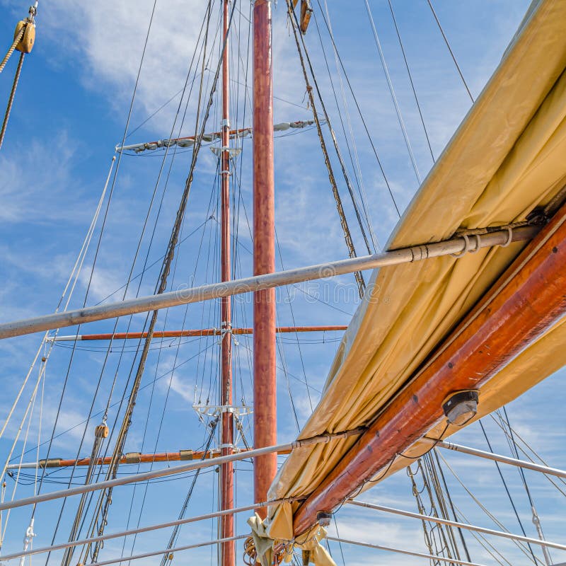Detail of ship masts stock photo. Image of closeup, sail - 341644668