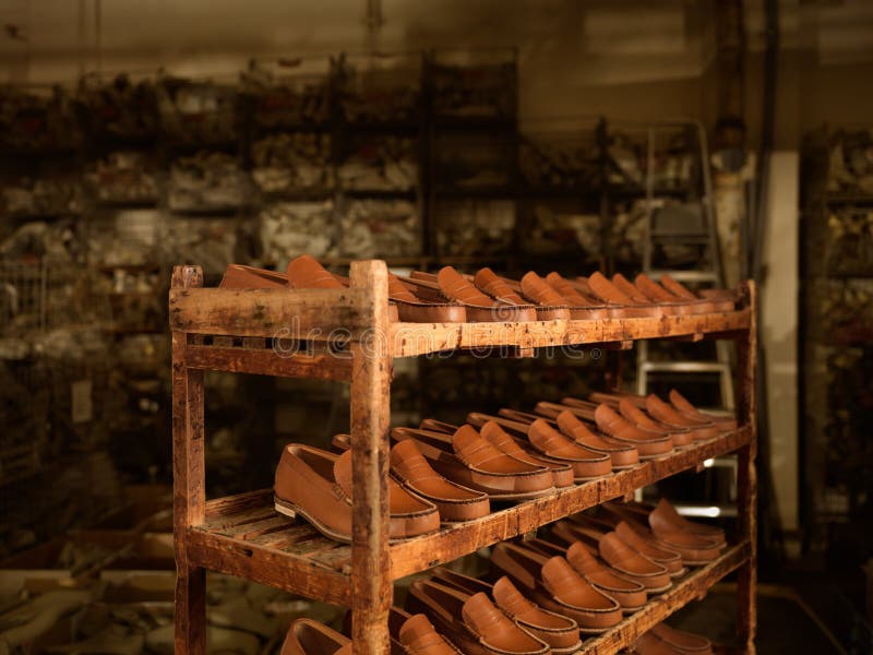 Detail of Shoe Storage in a Factory Stock Photo - Image of footwear ...