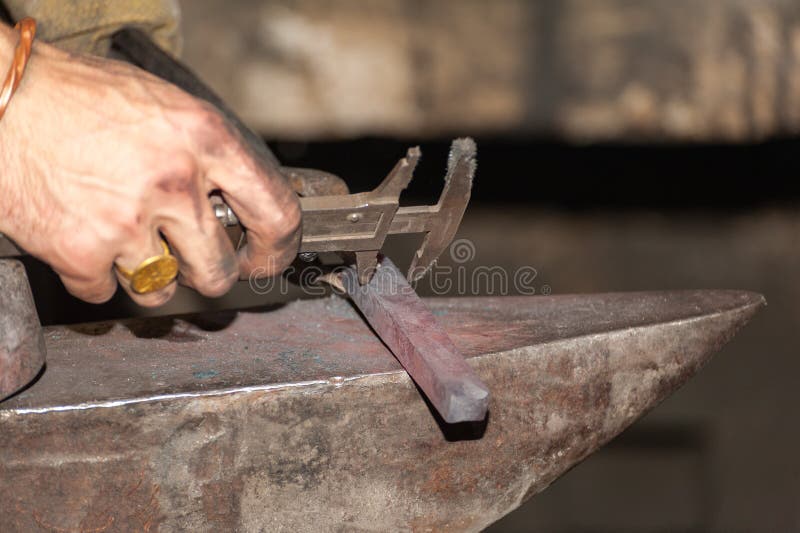 Detail Shot of Hammer Forging Hot Iron at Anvil Stock Image - Image of ...
