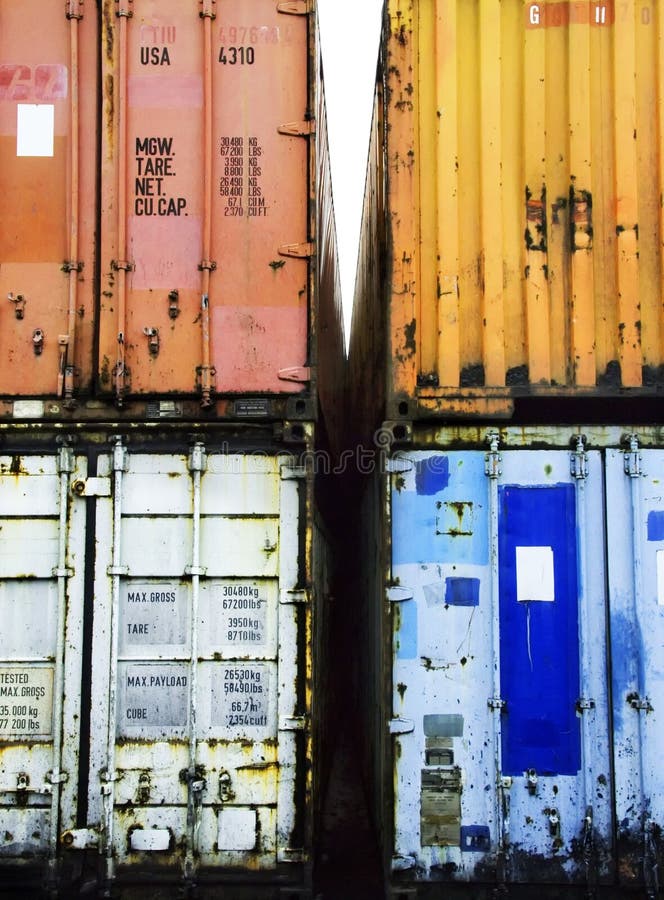 Detail Shot of Stacked Containers Stock Photo - Image of trade, freight ...