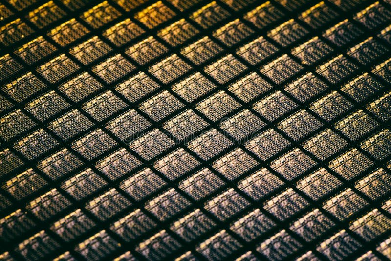 Detail of Silicon Wafer Containing Microchips Stock Photo - Image of ...