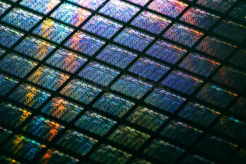 Detail of Silicon Wafer Containing Microchips Stock Image - Image of ...