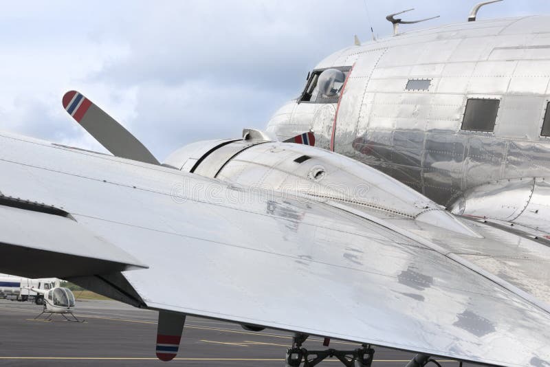 Silver Airplane with Two Propellers Stock Image - Image of light ...