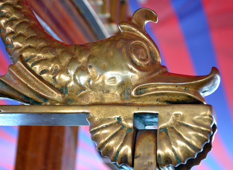 Detail of a Silver Fish Statue from a Ship Stock Photo - Image of ...