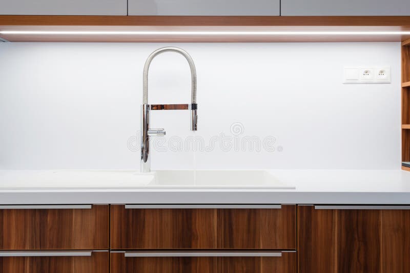 Detail of Sink and Tap in Kitchen Stock Image - Image of socket, inside ...