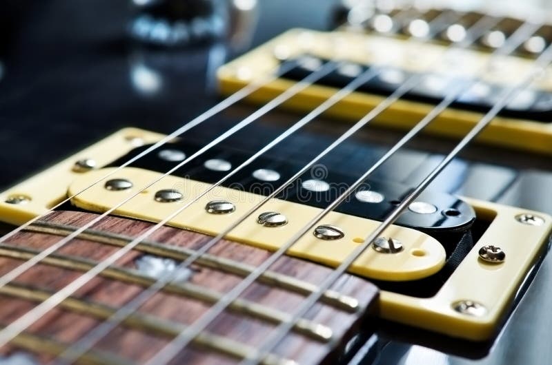 Detail of Six-string Electric Guitar Stock Image - Image of saddle ...