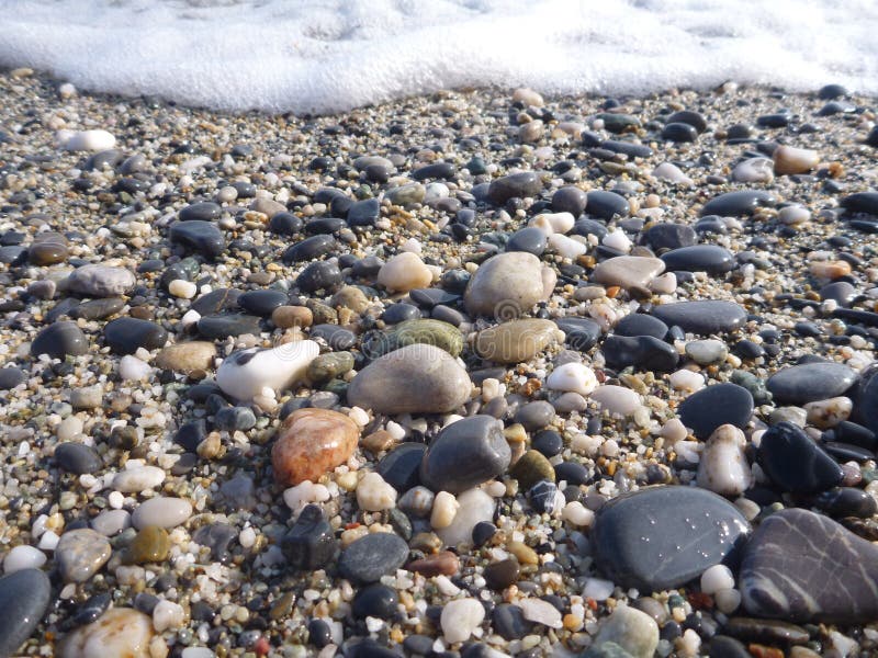 Detail of Small Round Stones on a Beach Stock Image - Image of idyllic ...