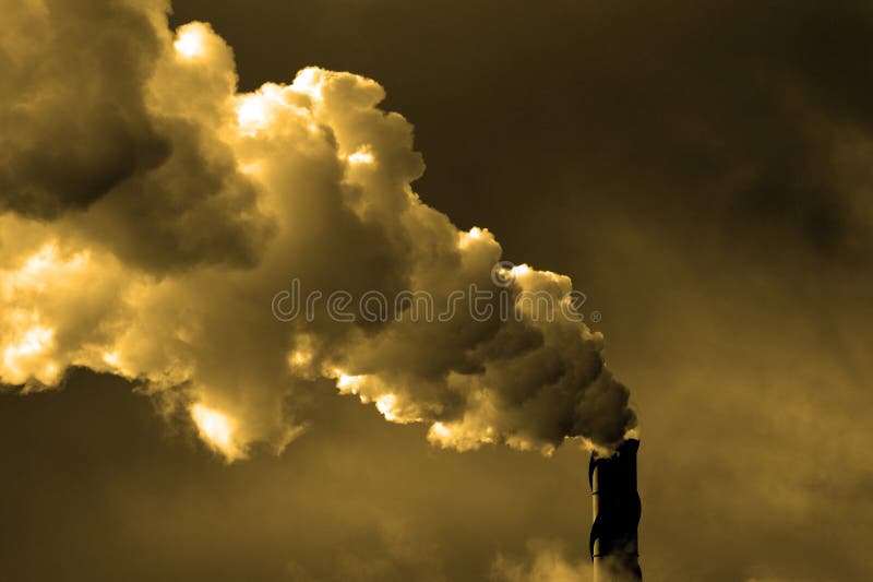 Smoke Stack at Factory or Power Plan Belching Pollution and Smoke into ...