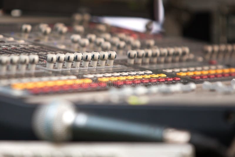Detail of a sound mixer stock image. Image of adjusting - 76902397