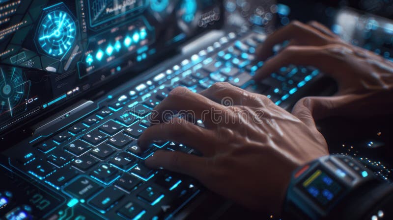 Detail of Specialist S Hands at Work on Keyboard, Cybersecurity ...