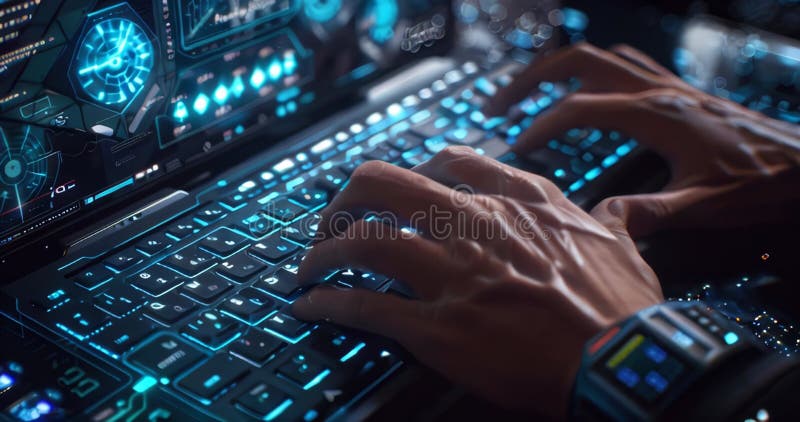 Detail of Specialist S Hands at Work on Keyboard, Cybersecurity ...