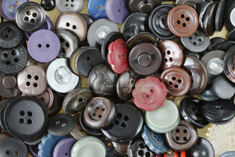 Detail of the Stack of Various Buttons Stock Photo - Image of domestic ...