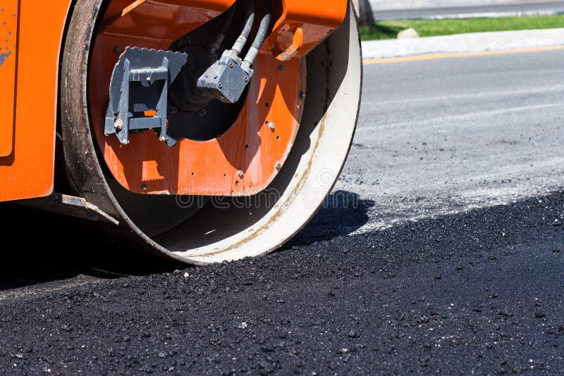 Detail of Steamroller during Road Construction Stock Image - Image of ...