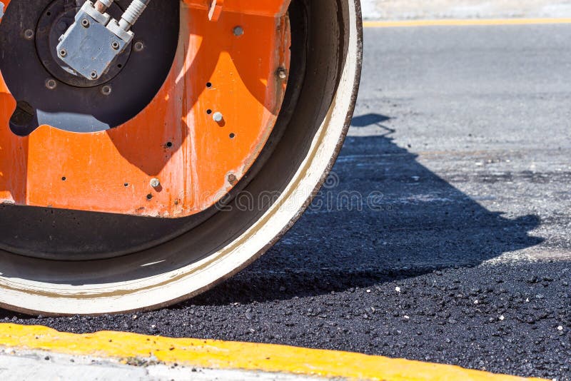 Detail of Steamroller during Road Construction Stock Image - Image of ...