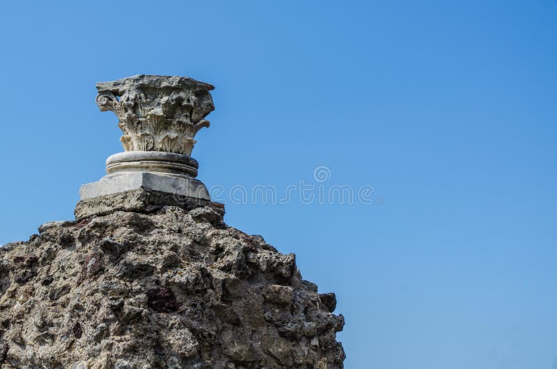 Detail of a Stone Column Inside of the Ruins of Pompeii....IMAGE Stock ...