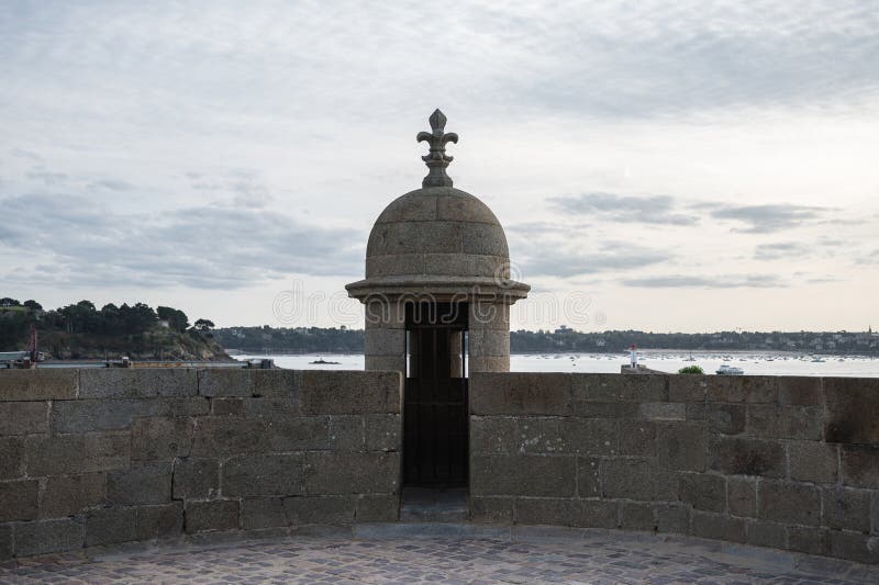 The Stone Sentry Box on the Wall of Saint Malo Stock Image - Image of ...
