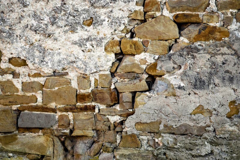 Detail Stone Wall with Plaster Subside Stock Photo - Image of wall ...