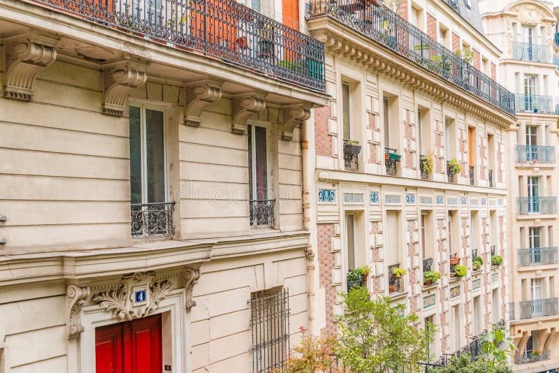 Detail of Summer Parisian Balconies Stock Image - Image of beautiful ...