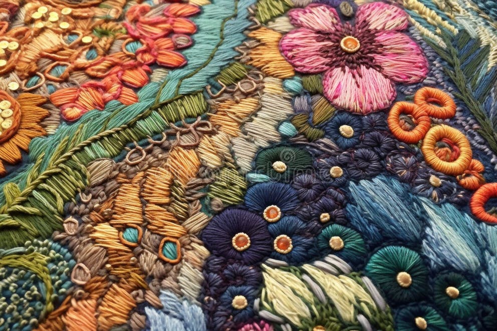 Detail of Tapestry Pattern in Progress Stock Illustration - Illustration of generated, colorful ...