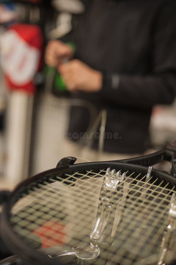 Detail of Tennis Racket in the Stringing Machine Stock Photo - Image of ...