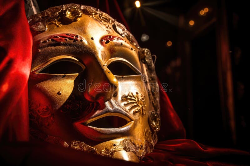 Detail of a Theatrical Mask Lit by Stage Lights Stock Image - Image of ...