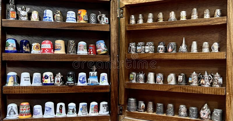 Detail of a Thimble Collection Cabinet. Stock Photo - Image of beer ...