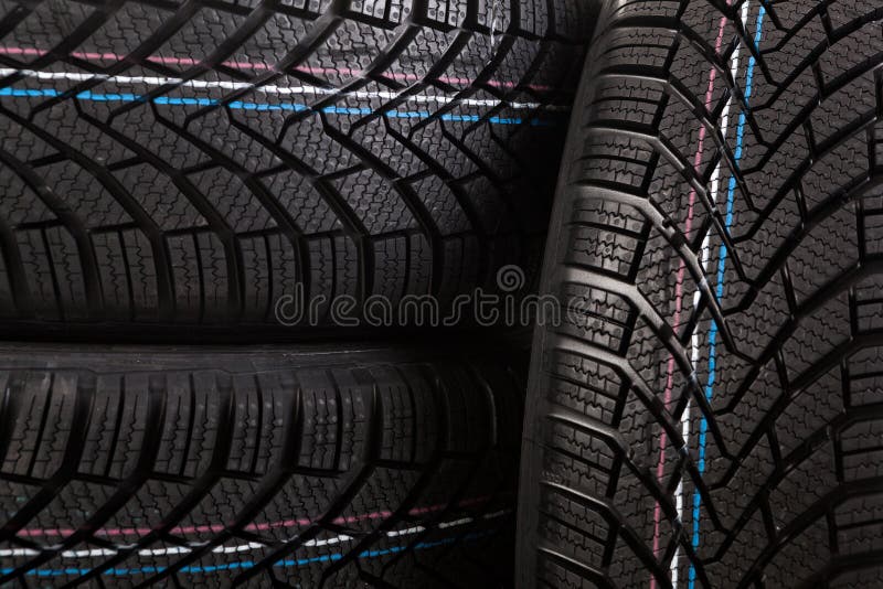 Detail of Three Winter Tires Stack Background Stock Image - Image of ...