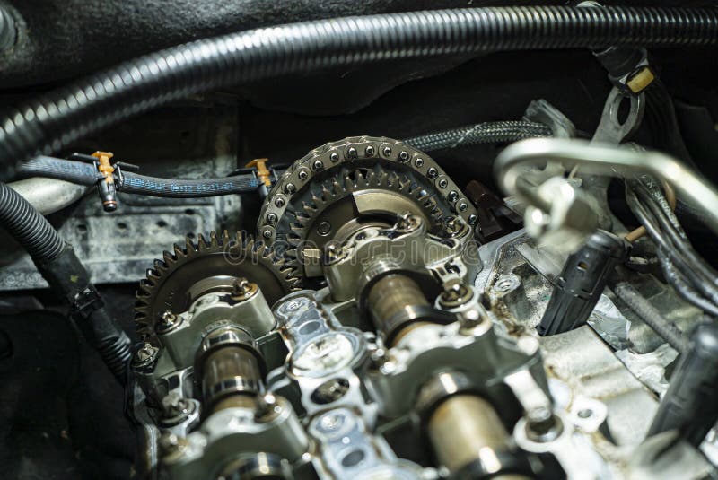 Timing chain car engine stock image. Image of metal - 233601947