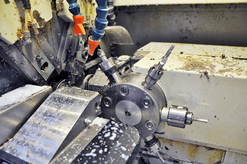 Detail of Tools on Lathe for CNC Machining Stock Image - Image of ...