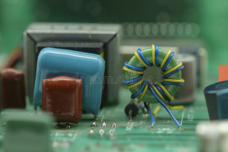 Detail of a Toroid Inductor and Electronic Components Stock Photo ...