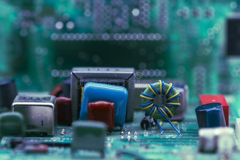 Detail of a Toroid Inductor and Electronic Components Stock Photo ...