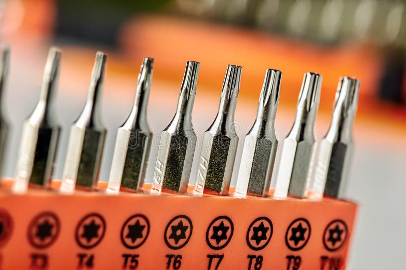 Detail of Torx and Torx Security Precision Screwdriver Bits Stock Photo ...