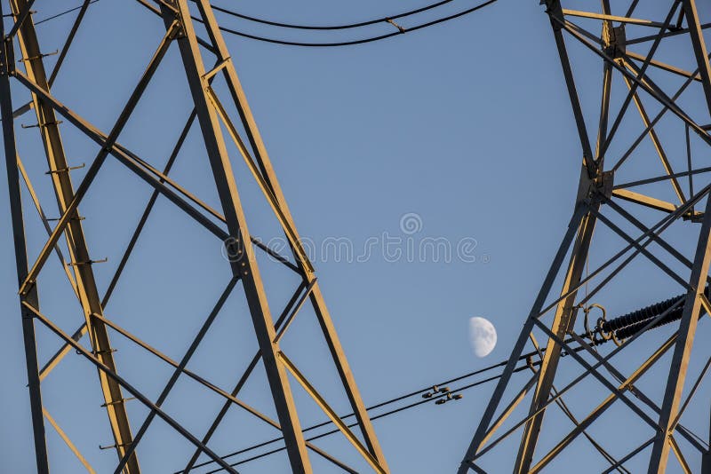 Detail of a Tower of High Voltage Cables Stock Photo - Image of ...