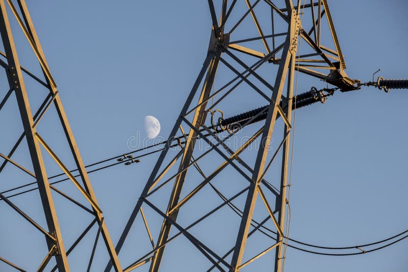 Detail of a Tower of High Voltage Cables Stock Image - Image of ...