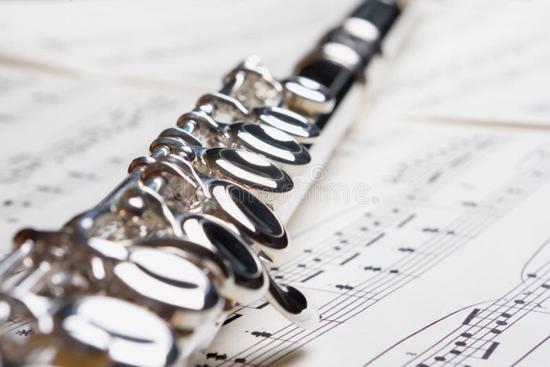 Detail Of Transverse Flute On Sheet Of Music Stock Photo - Image of ...