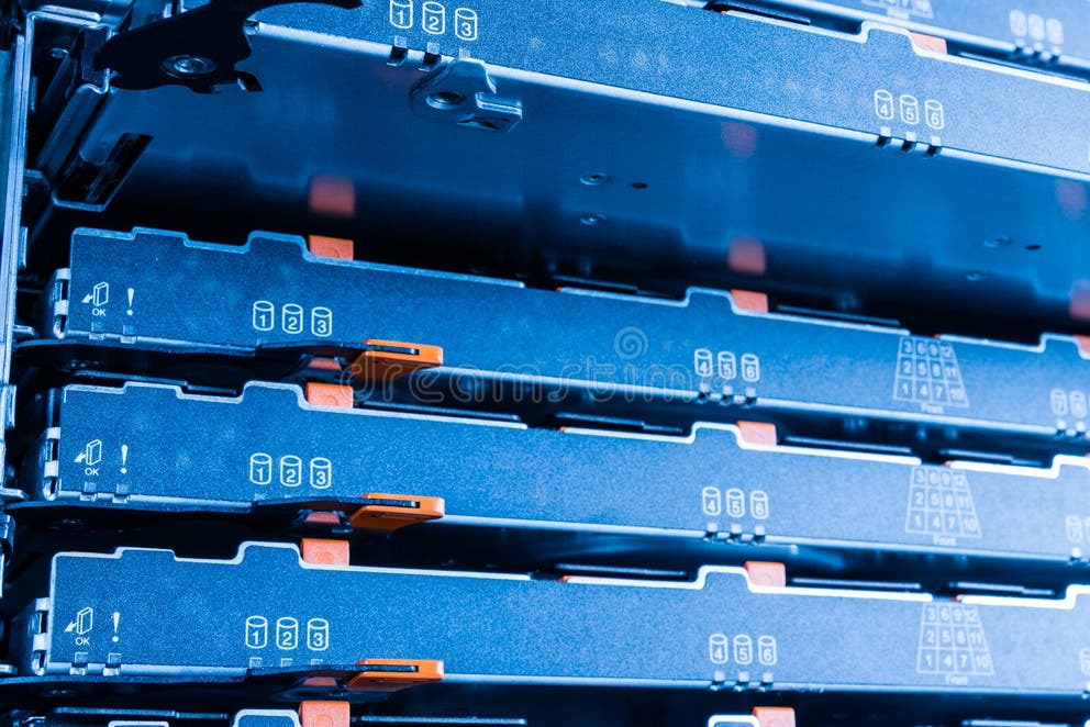 Detail Trays with Hard Drives Inside Data Center Stock Photo - Image of ...