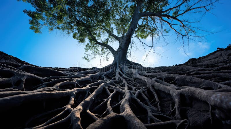 Detail Tree Roots Silhouette Stock Illustration - Illustration of ...