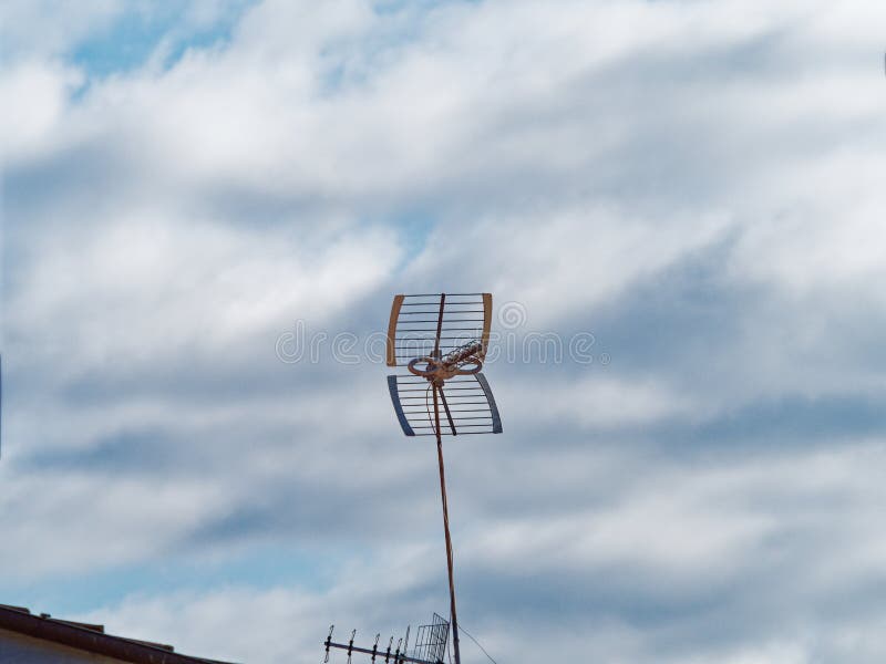 Detail of Tv Antenna Adainst Blue Sky Stock Photo - Image of ...