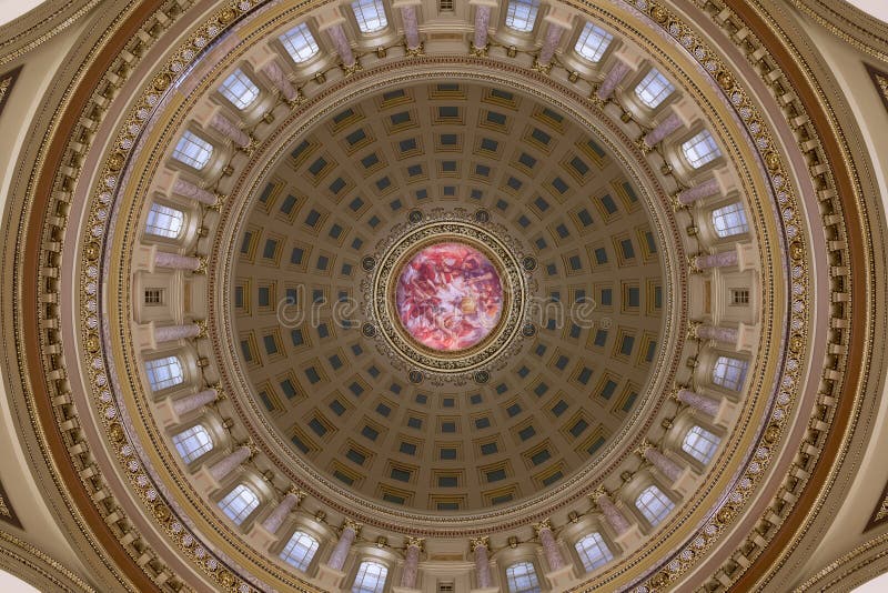 Detail Van De Het Capitool Het Binnenkoepel Van De Staat Van Wisconsin ...