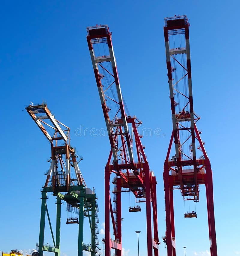 Detail View of Container Loading Cranes Stock Photo - Image of port ...